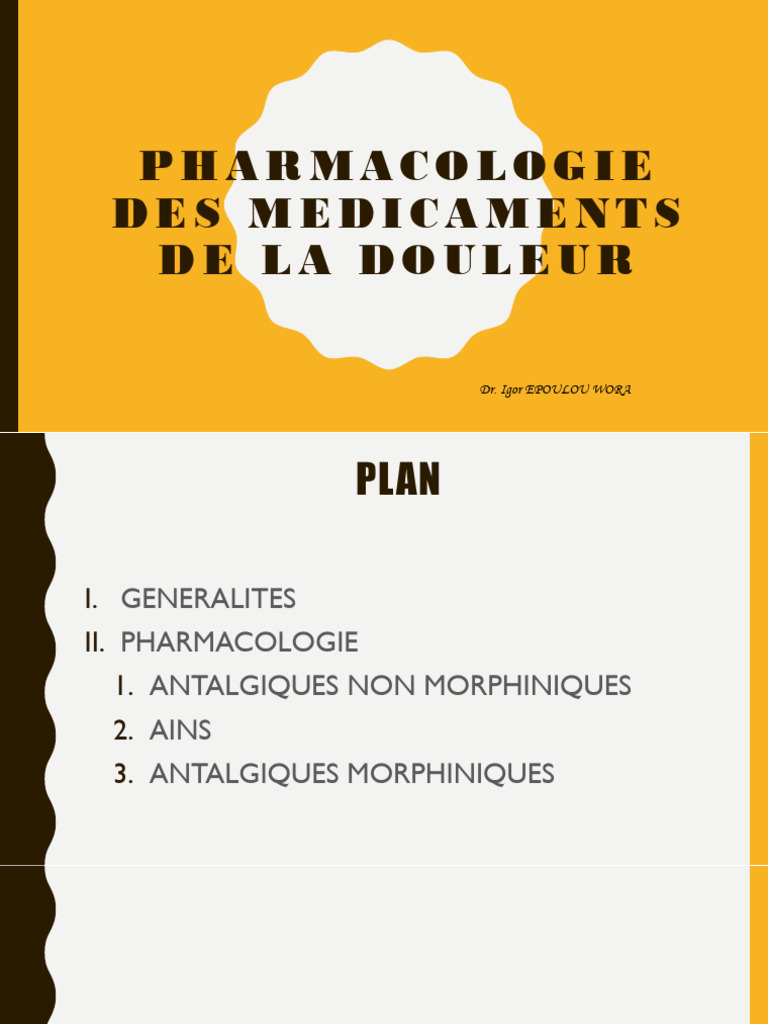 Pharmacologie des Médicaments Antalgiques | PDF | Antalgique | Morphine