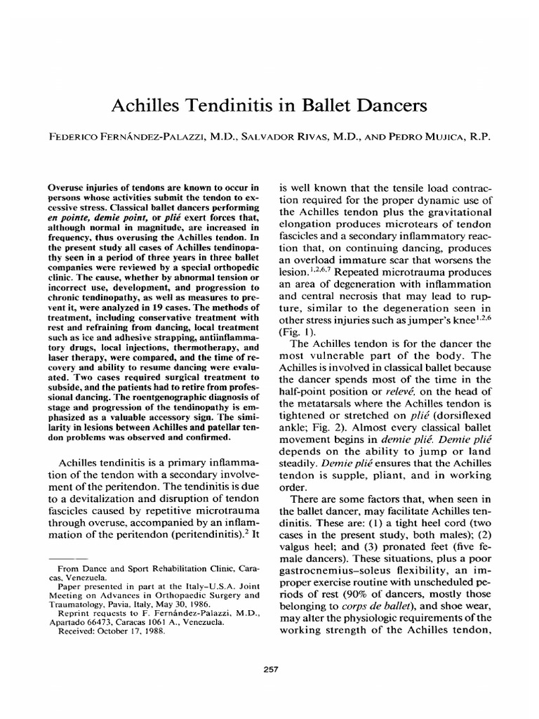Achilles Tendinitis in Ballet Dancers | PDF | Dances | Musculoskeletal ...