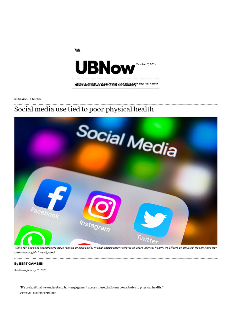 Social Media Use Tied To Poor Physical Health - UBNow: News and Views ...