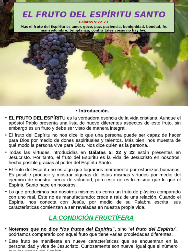 Parte 2. El Fruto Del E.S. | PDF | Fruto Del Espiritu Santo | Cristo ...