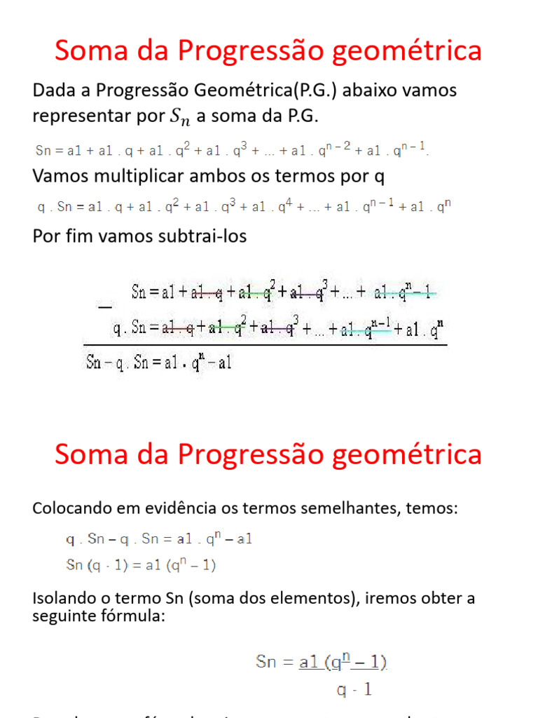 Aula 3 - Soma Da Progressão Geométrica | PDF | Juros | Matemática