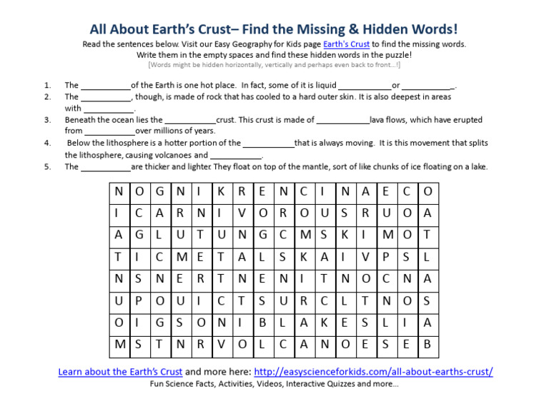 Earth's structure worksheet | PDF