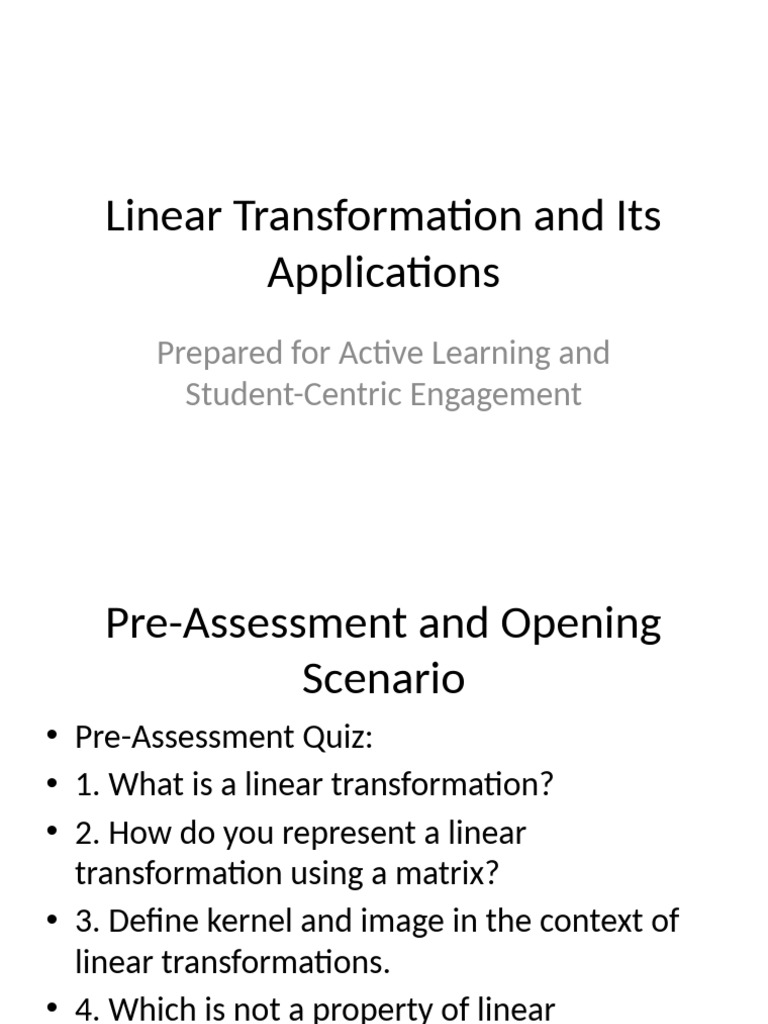 Linear Transformation Lecture | PDF