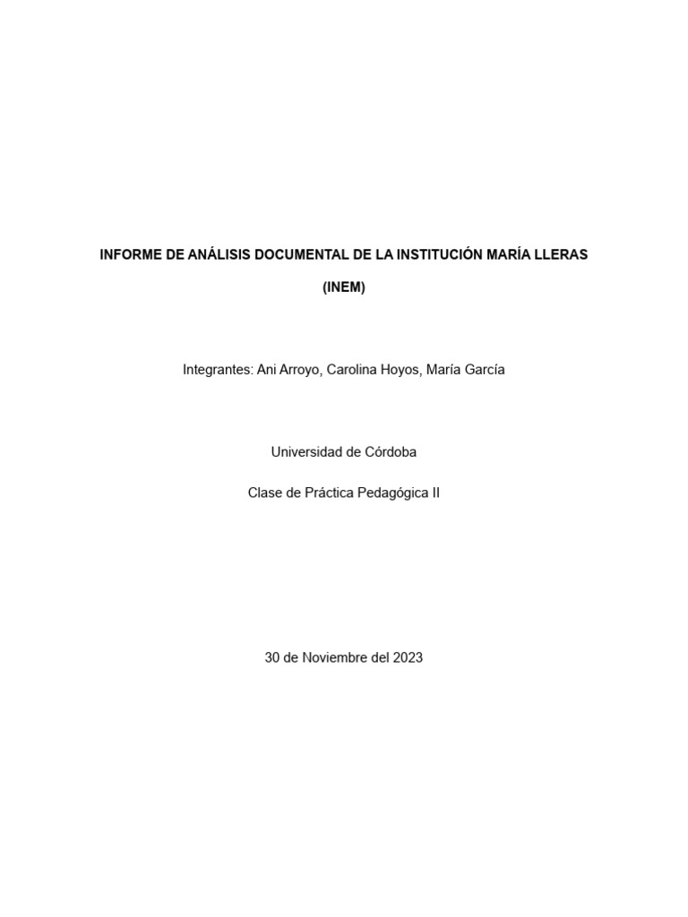 Analisis documentos INEM | PDF | Enseñando | Pedagogía