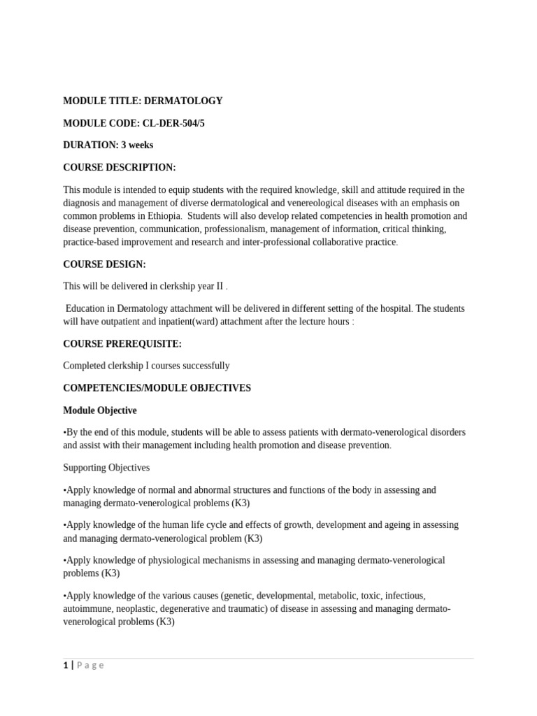 Dermatology Syllabus 2016 | PDF | Medical Diagnosis | Patient
