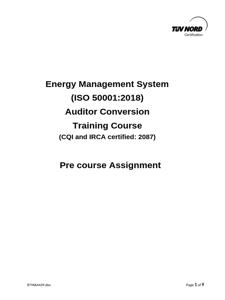 Enms 50001 2018 Pre Course Assignment 02 | PDF