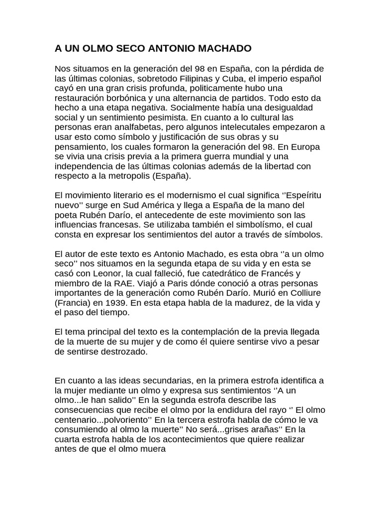 A Un Olmo Seco Antonio Machado | PDF | Metro (poesía)