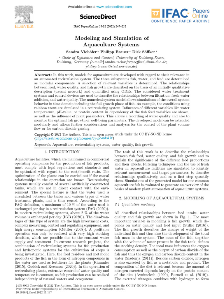 Modeling and Simulation of Aquac System | PDF | Water