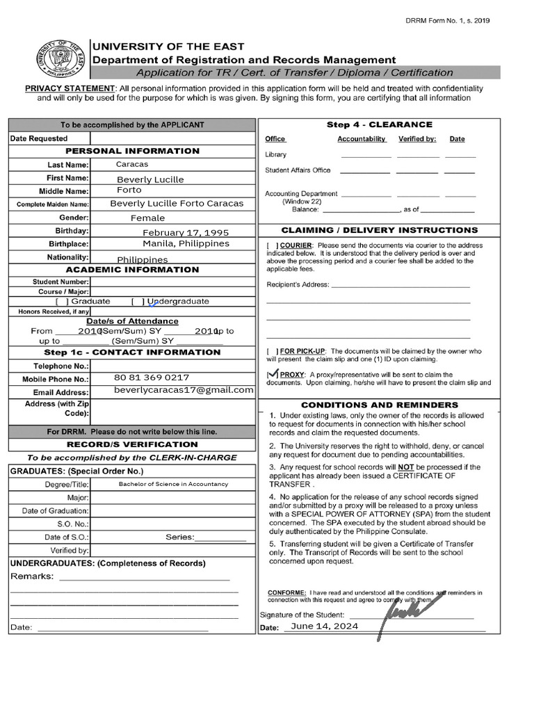 Application-for-the-Release-of-Academic-Records_DRRM | PDF