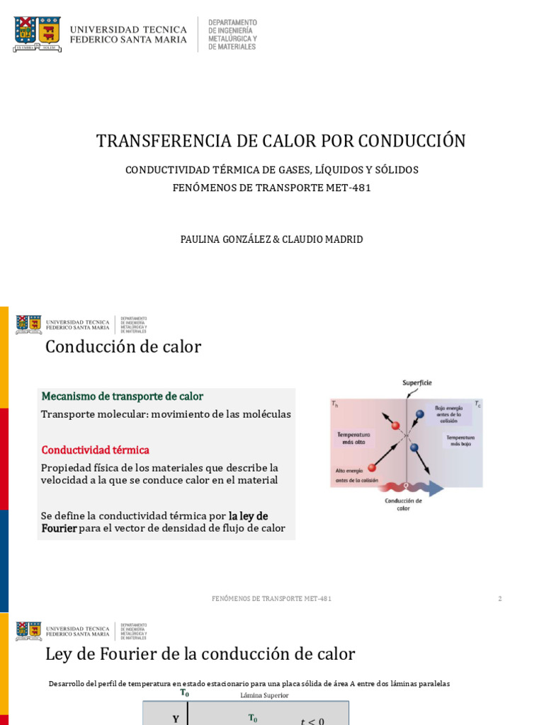Transferencia de calor por conduccion PGonzalez CMadrid | PDF | Conduccion termica | Fenómenos ...