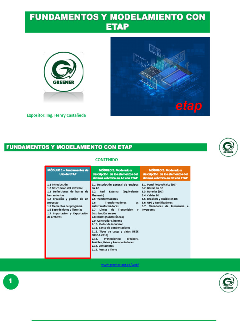 Diapositiva 1 - Fundamentos y Modelamiento Con ETAP | PDF | Ingenieria ...