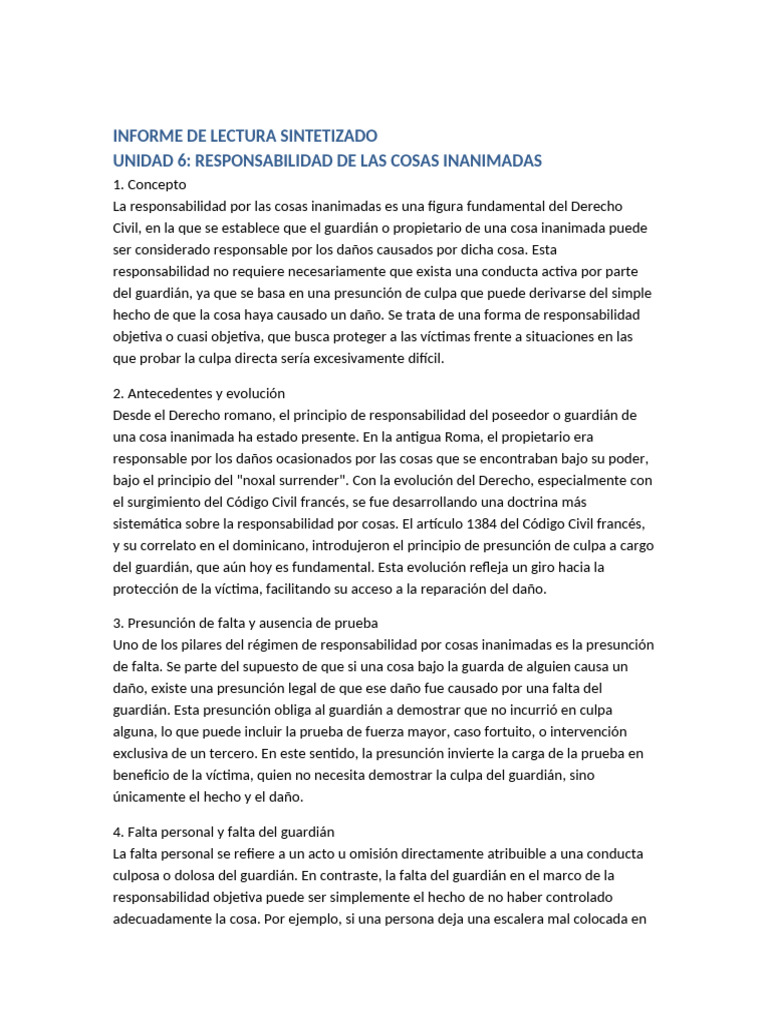 Informe_Responsabilidad_Cosas_Inanimadas_Unidad6 | PDF | Caso de ley ...