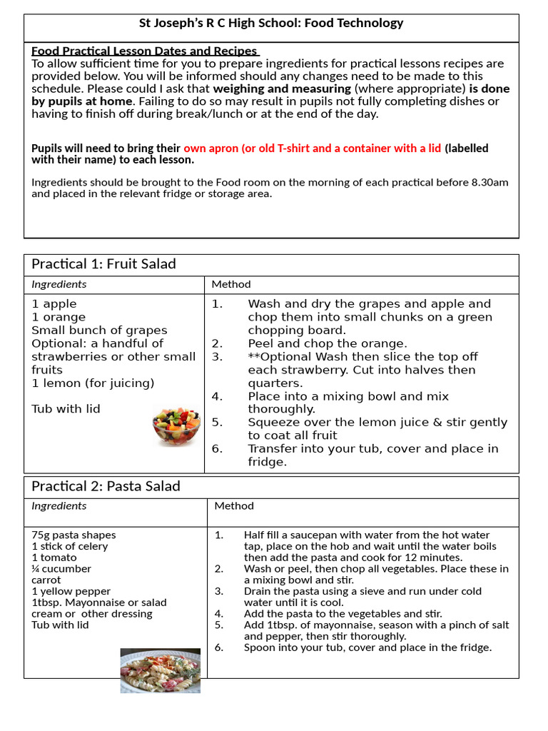 Y7 2022-23 Ingredients List | PDF | Hamburgers | Cupcake