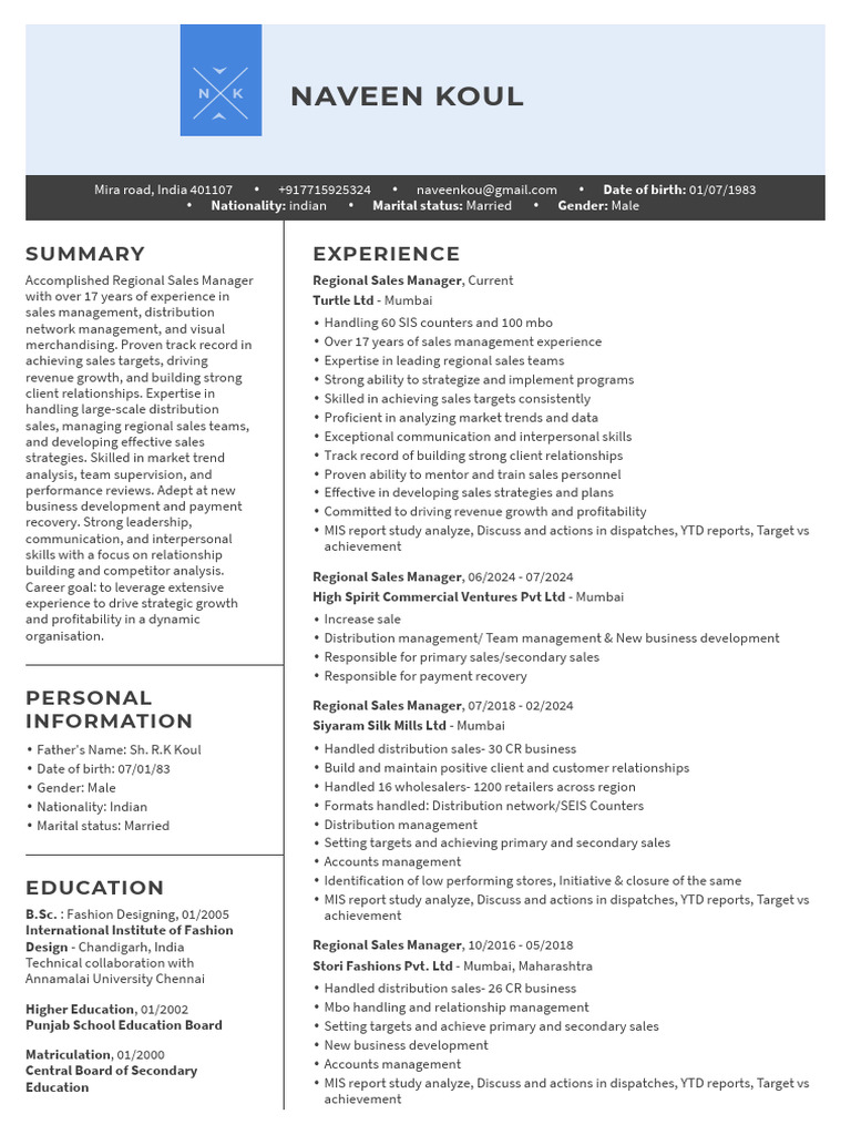 Naukri - Naveen Koul - RSM - West | PDF | Business