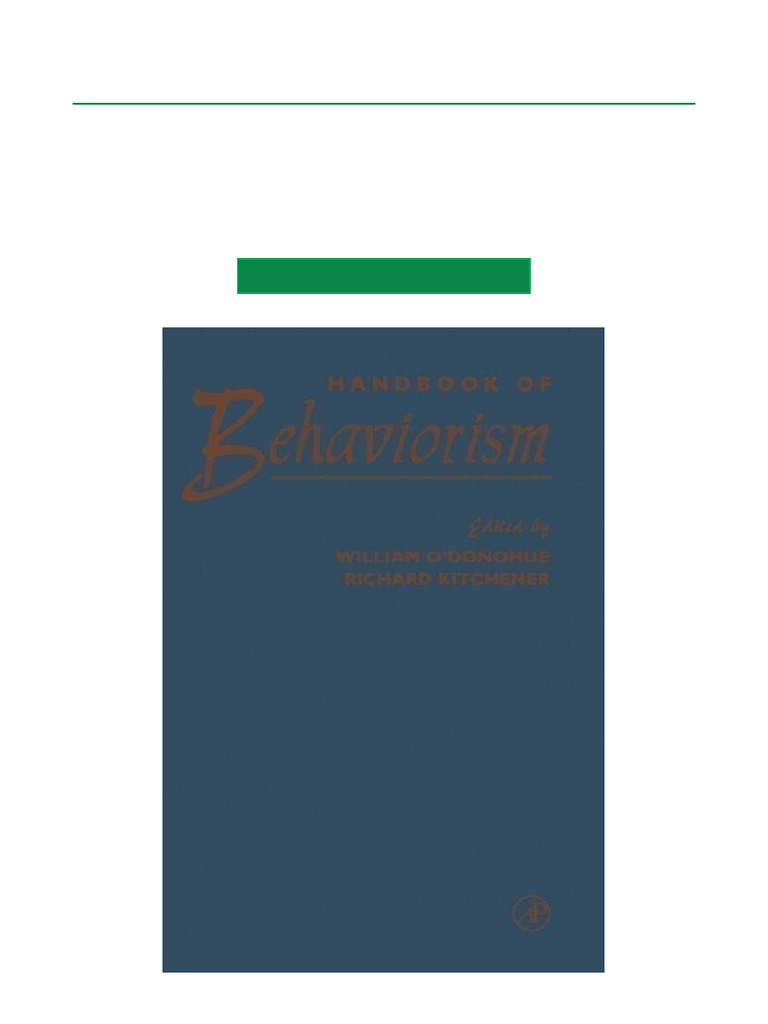 Handbook of Behaviorism Overview | PDF | Behaviorism | Pragmatism