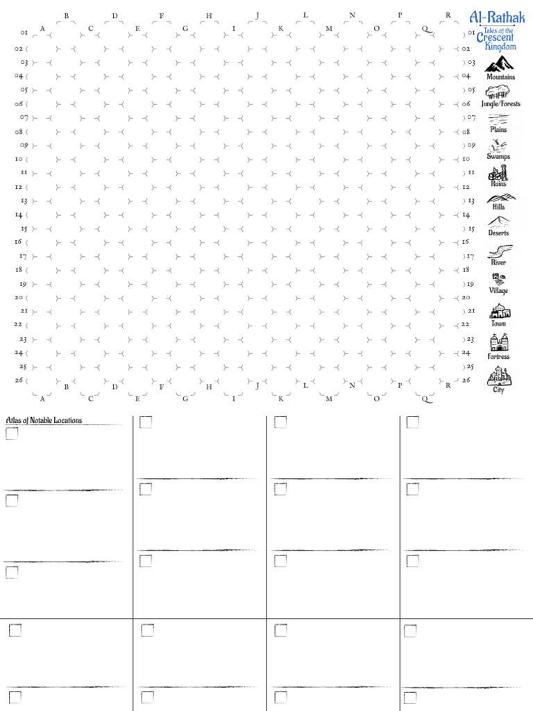 Al-Rathak Blank Hex Map With Legend | PDF | Earth Sciences