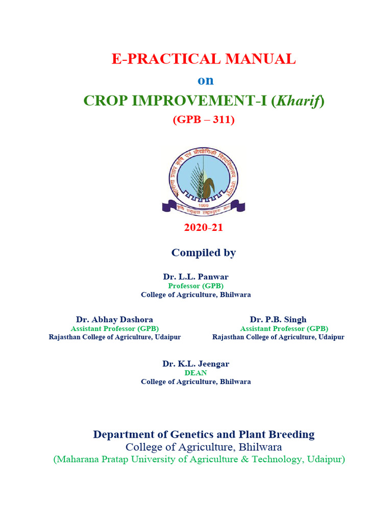 GPB-311 E - Practical Manual Crop Improvement - I (Kharif) | PDF | Plant Breeding | Flowers
