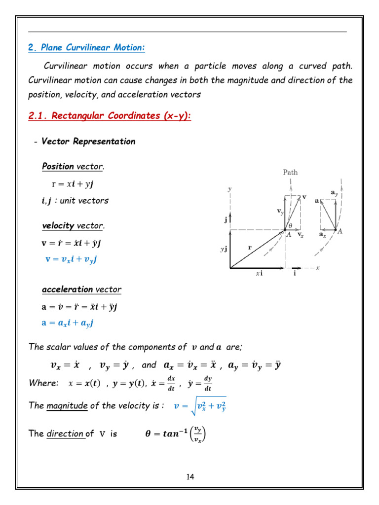 Lec.2 - Kinematics of Particles (Plane Curvilnear Motion) | PDF | Acceleration | Velocity