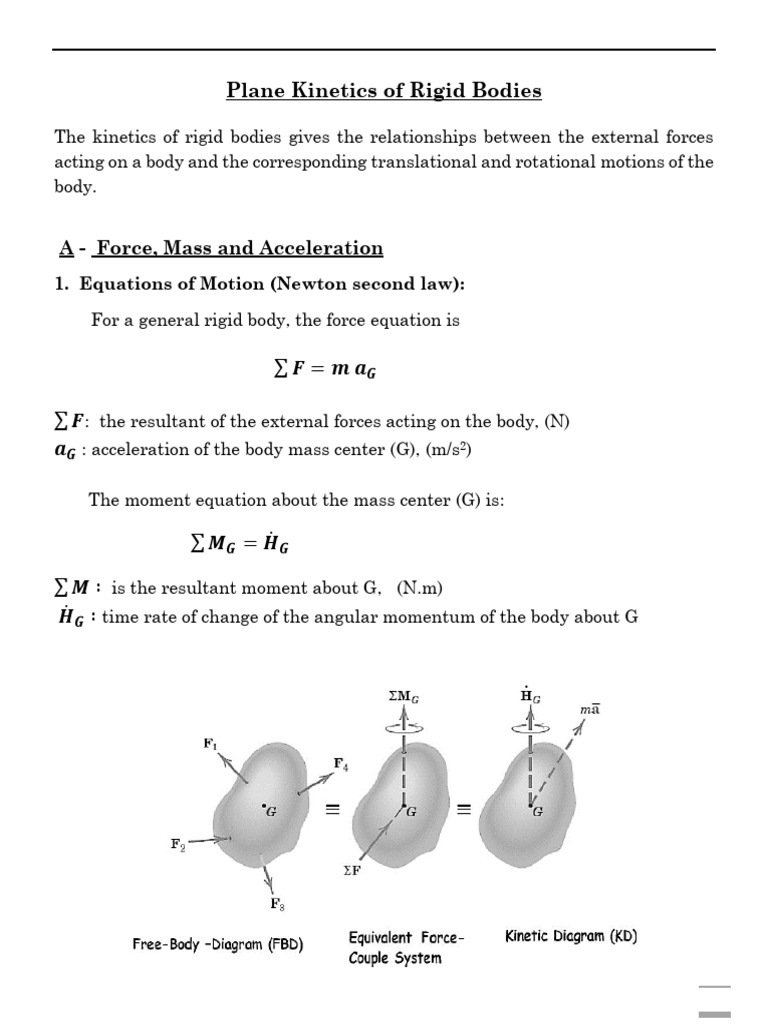 Lec. Plane Kinetics of Rigid Bodies (Transleation) | PDF | Force ...