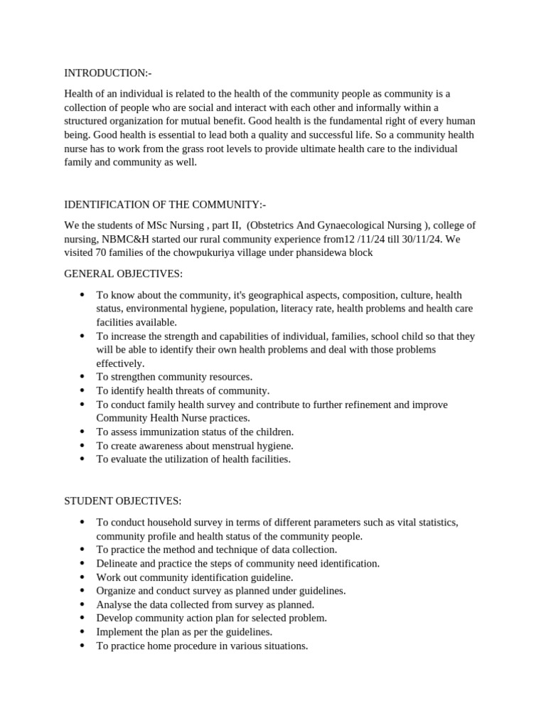 Area Orientation of Community | PDF | Health Care