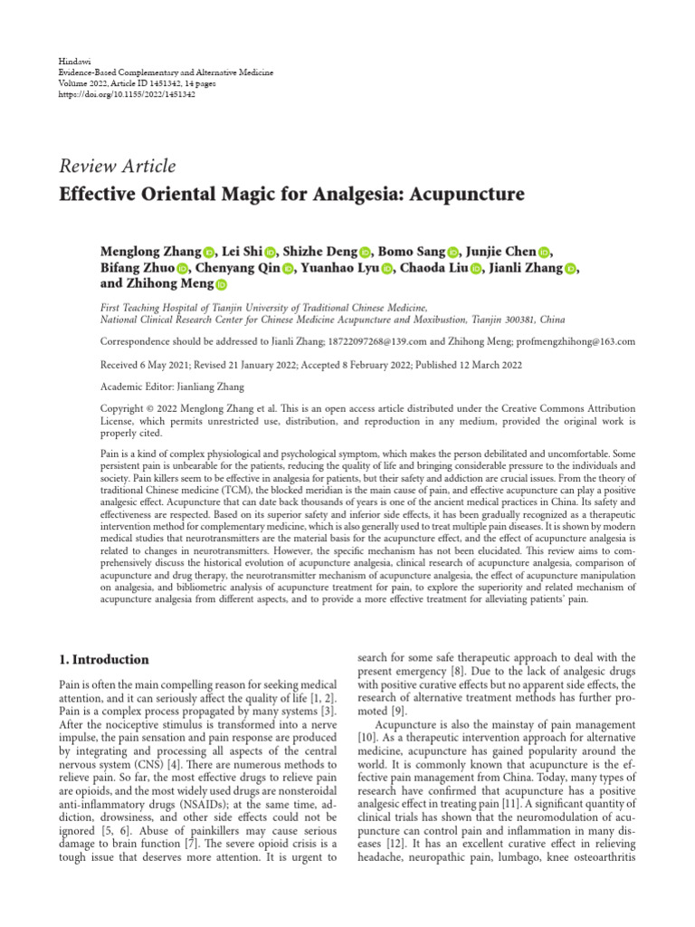 Effective Oriental Magic For Analgesia Acupuncture | PDF | Analgesic ...