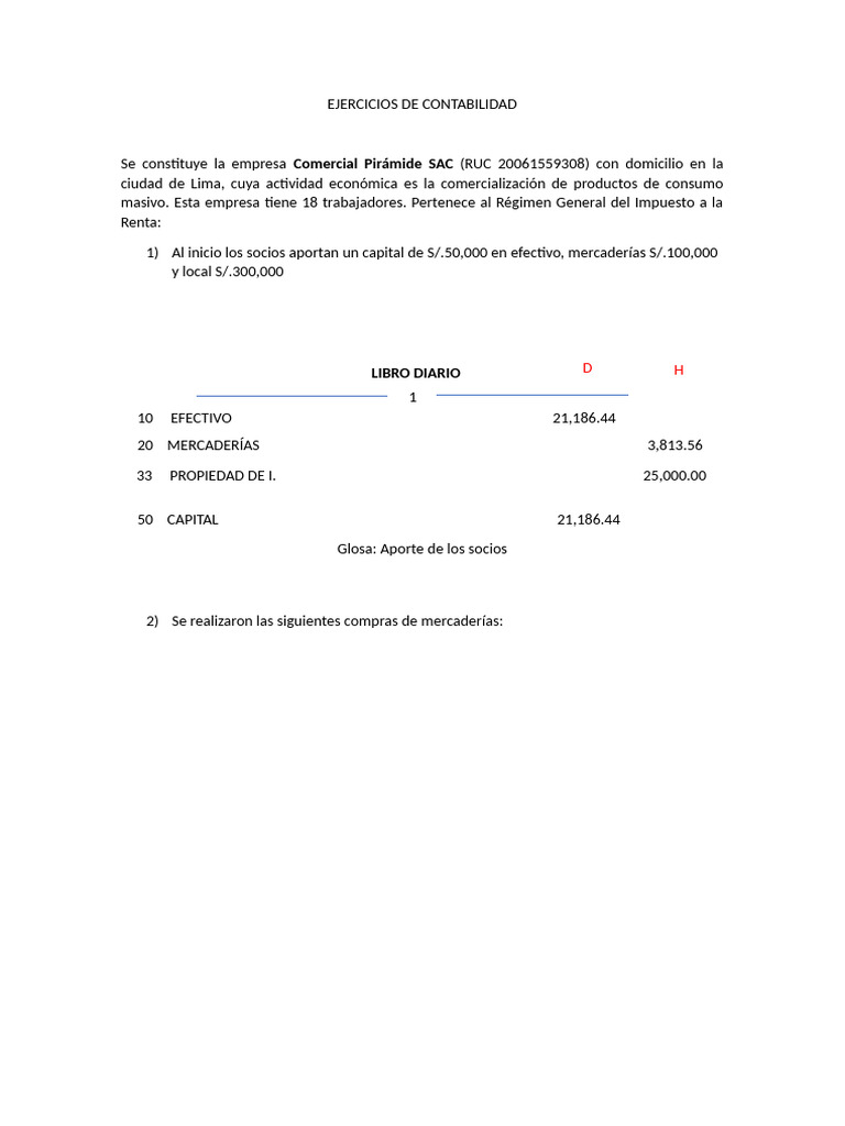 Ejercicios de Contabilidad | PDF