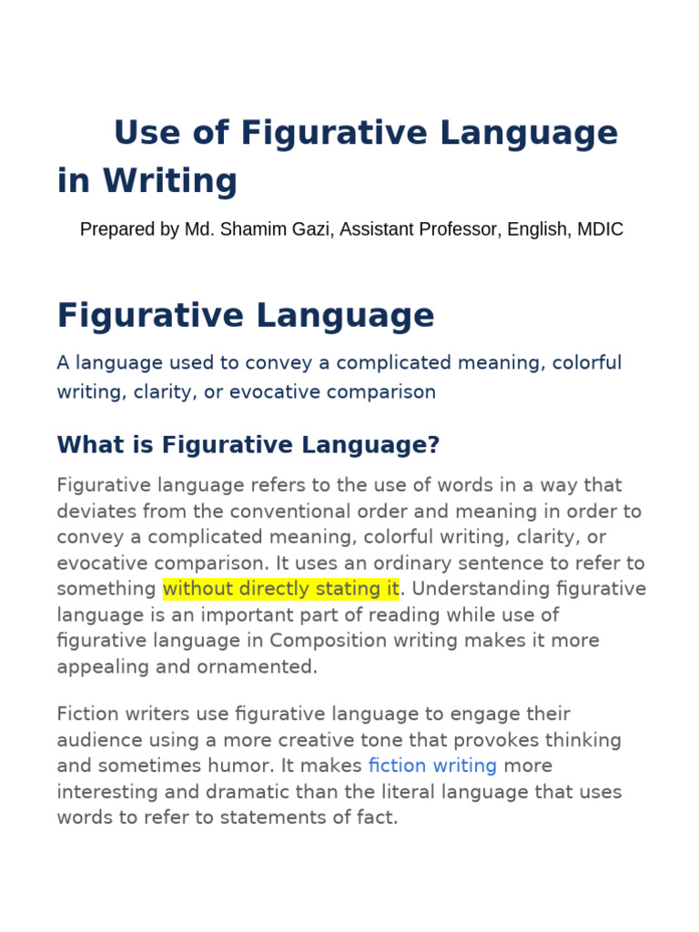 Use of Figurative Language | PDF | Metaphor