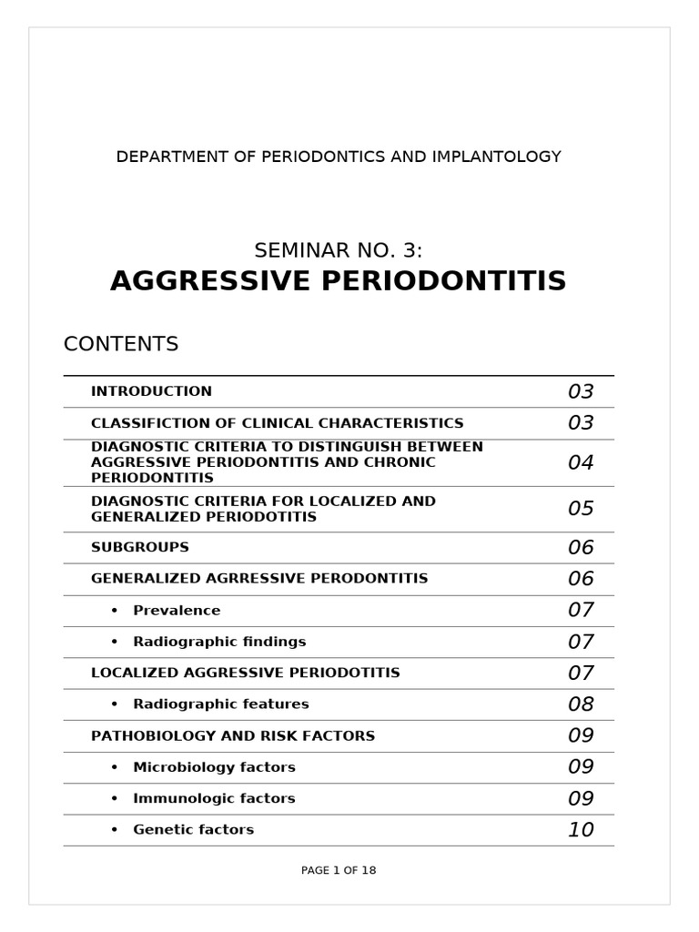 Aggressive Periodontitis | PDF | Periodontology | Medical Specialties