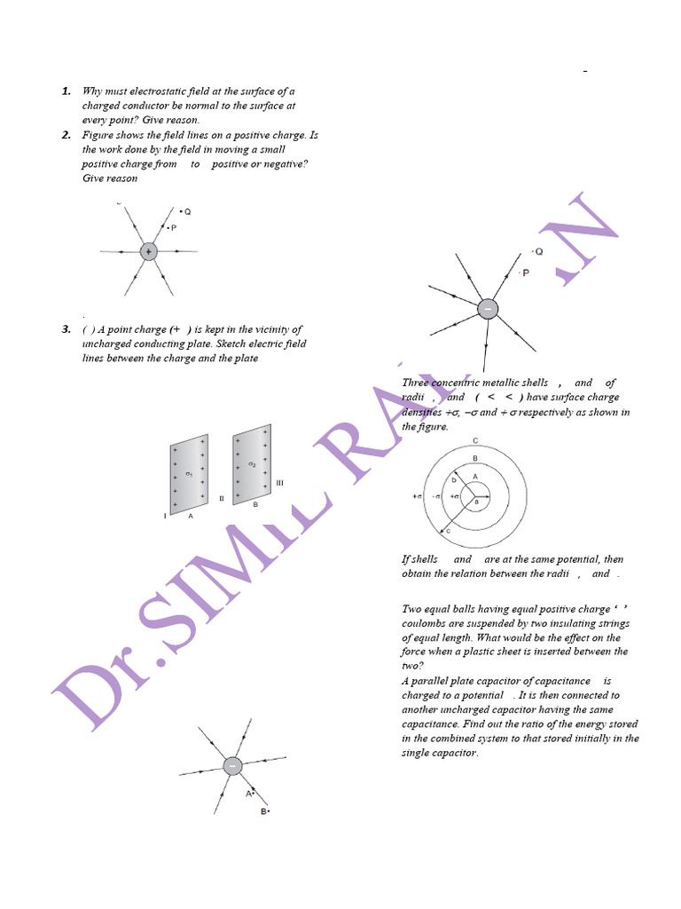Electrostatics Worksheet | PDF | Capacitor | Electrical Components