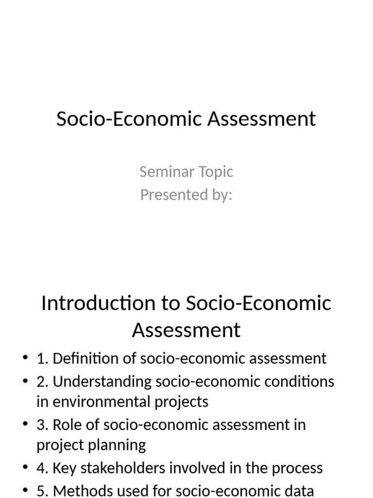 Socio Economic Assessment Seminar | PDF | Cost–Benefit Analysis | Economics