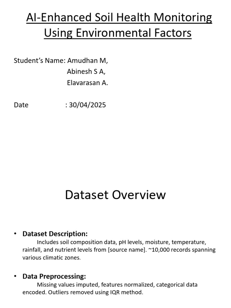 AI Enhanced Soil Health Monitoring Presentation Professional | PDF ...