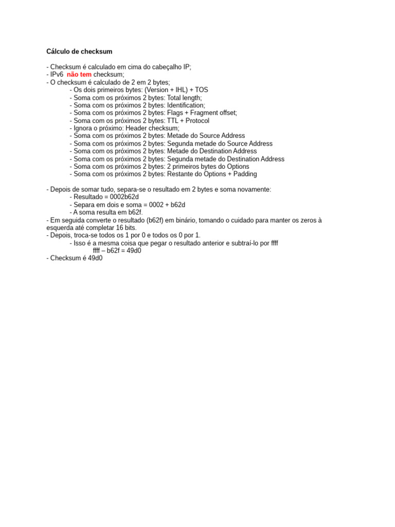 Cálculo de checksum | PDF