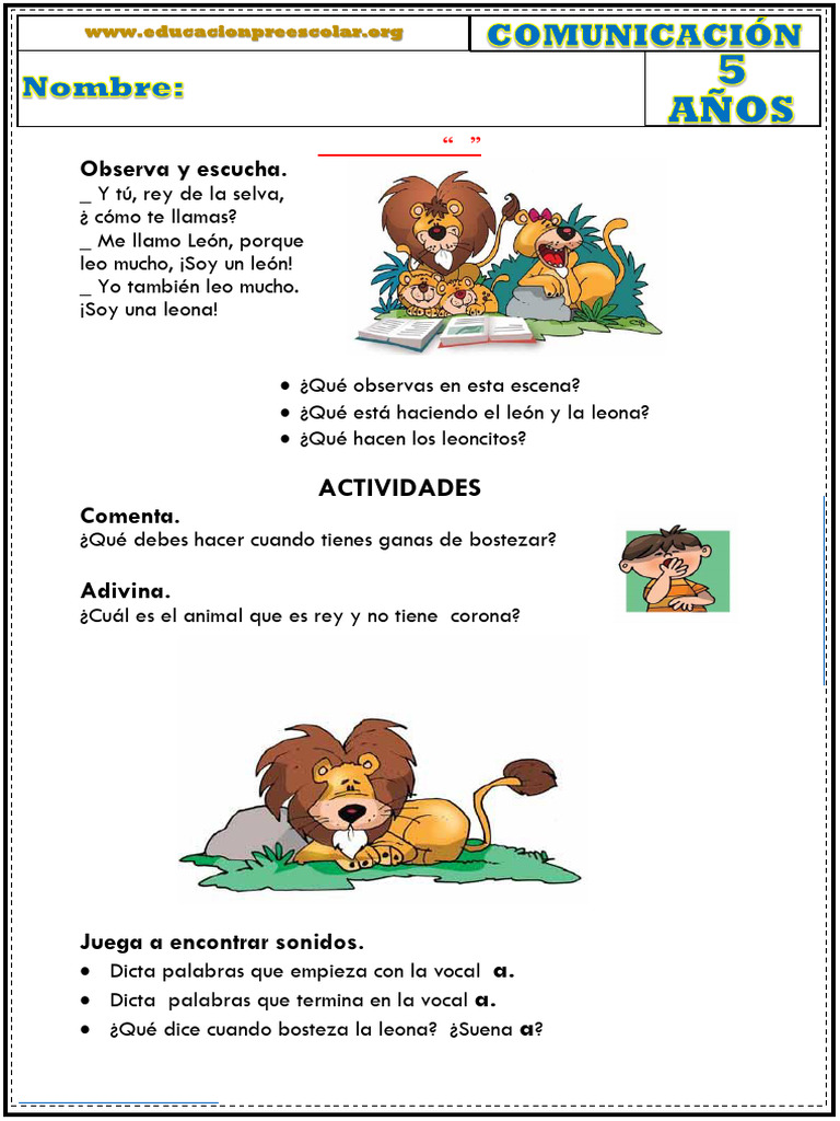 Aprendiendo La Vocal A para Niños de 5 Años | PDF