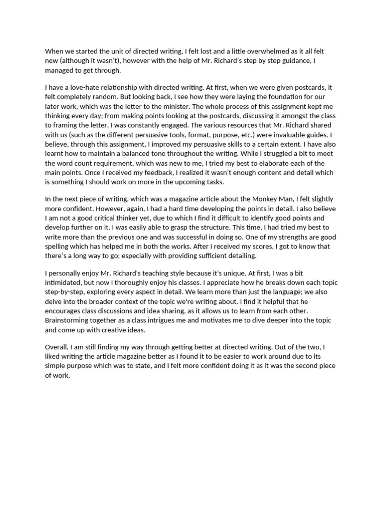 _Directed_writing_reflection | PDF | Cognition | Human Communication