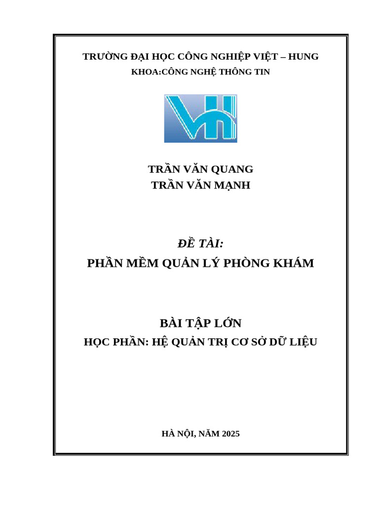 BTL - Hệ quản trị CSDL | PDF