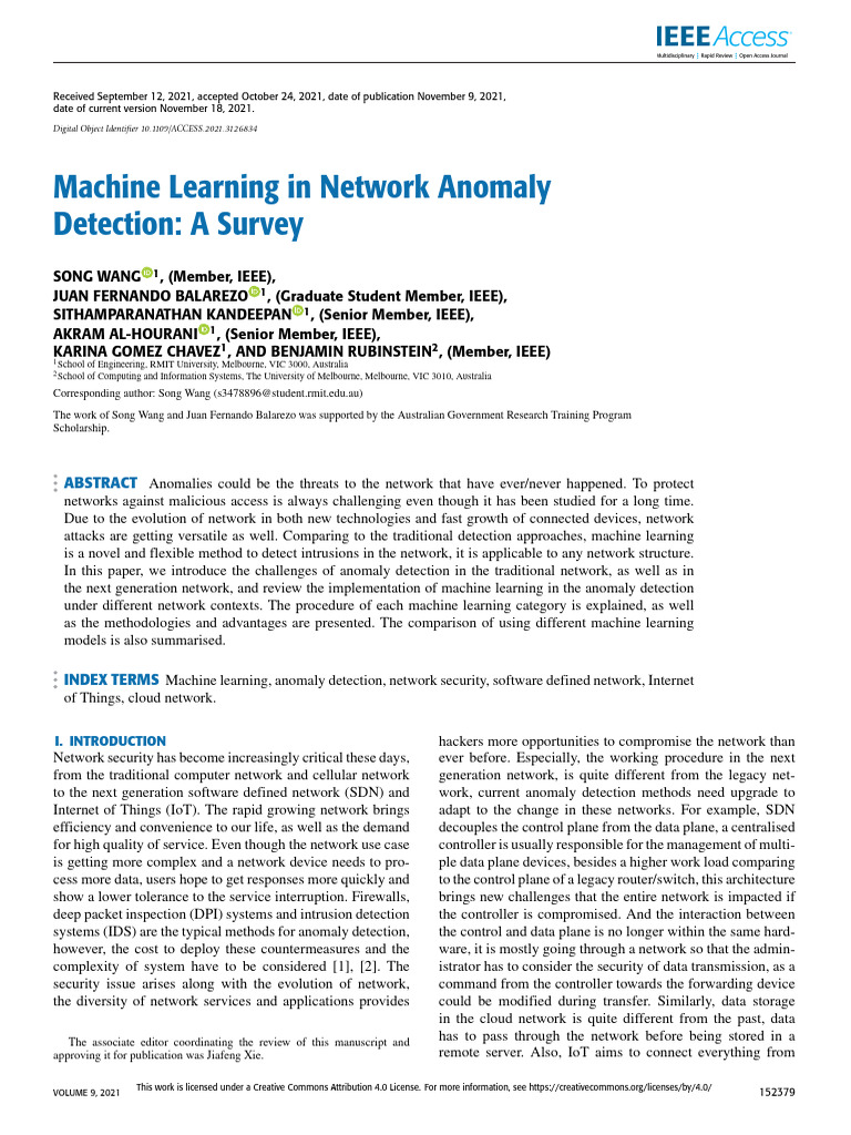 Machine Learning in Network Anomaly Detection A Survey | PDF | Machine Learning | Computer Network