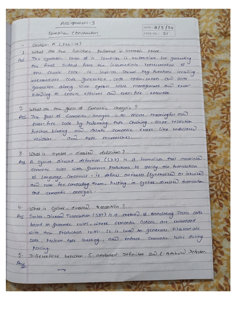 Compiler 3rd Assignment Solutions | PDF