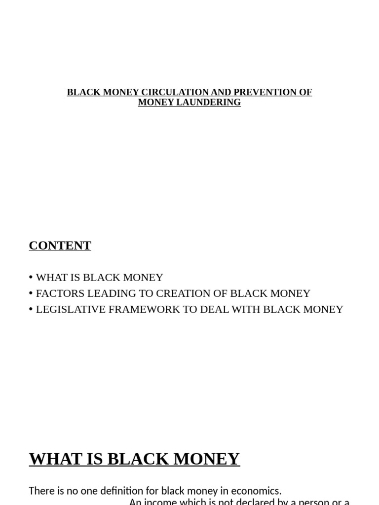 Black Money Circulation and Prevention of Money Laundering | PDF ...