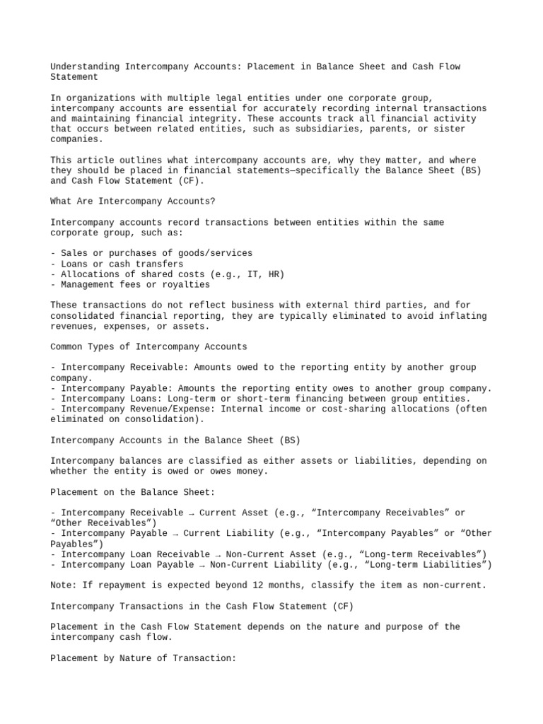 Intercompany Accounts Article | PDF | Balance Sheet | Expense