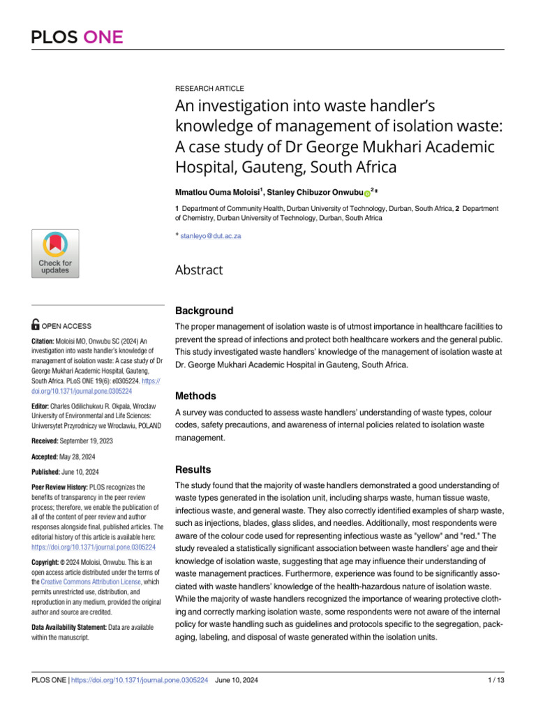 An Investigation Into Waste Handler Knowledge of Management of ...