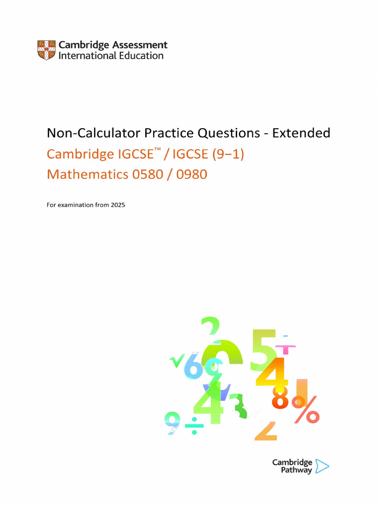 Cambridge Non-calculator Questions | PDF