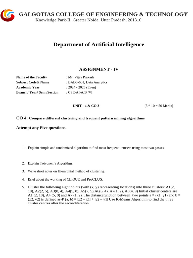 Data Analytics Unit 4 Important Questions | PDF