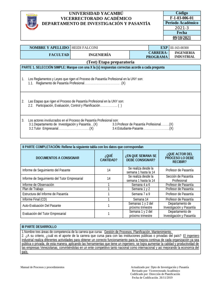 Formato Test Etapa Preparatoria CODIFICADO | PDF | Business