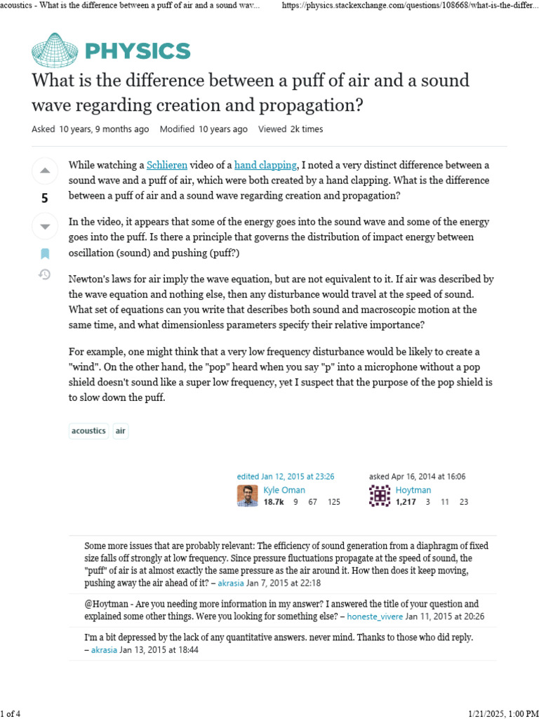 Physics Stack Exchange - What Is The Difference Between A Puff of Air ...