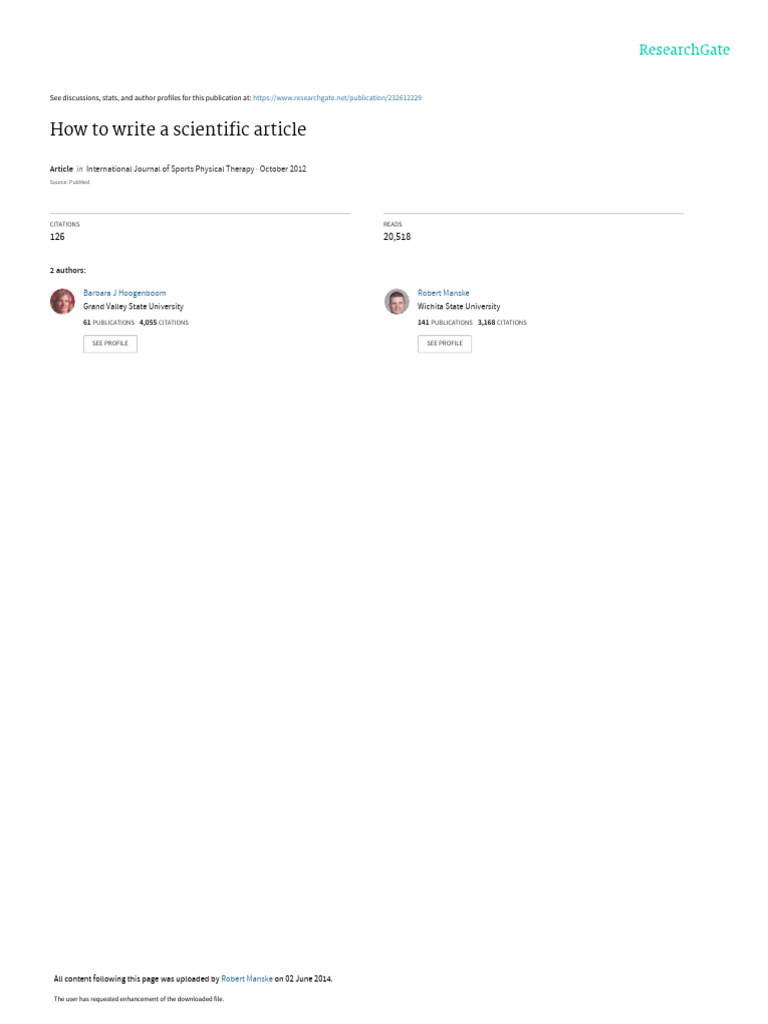 How To Write A Scientific Article | PDF | Citation | Video