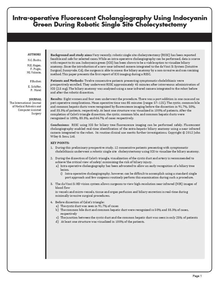 ICG Fluorescent Imaging in RSSC | PDF | Medical Specialties | Liver