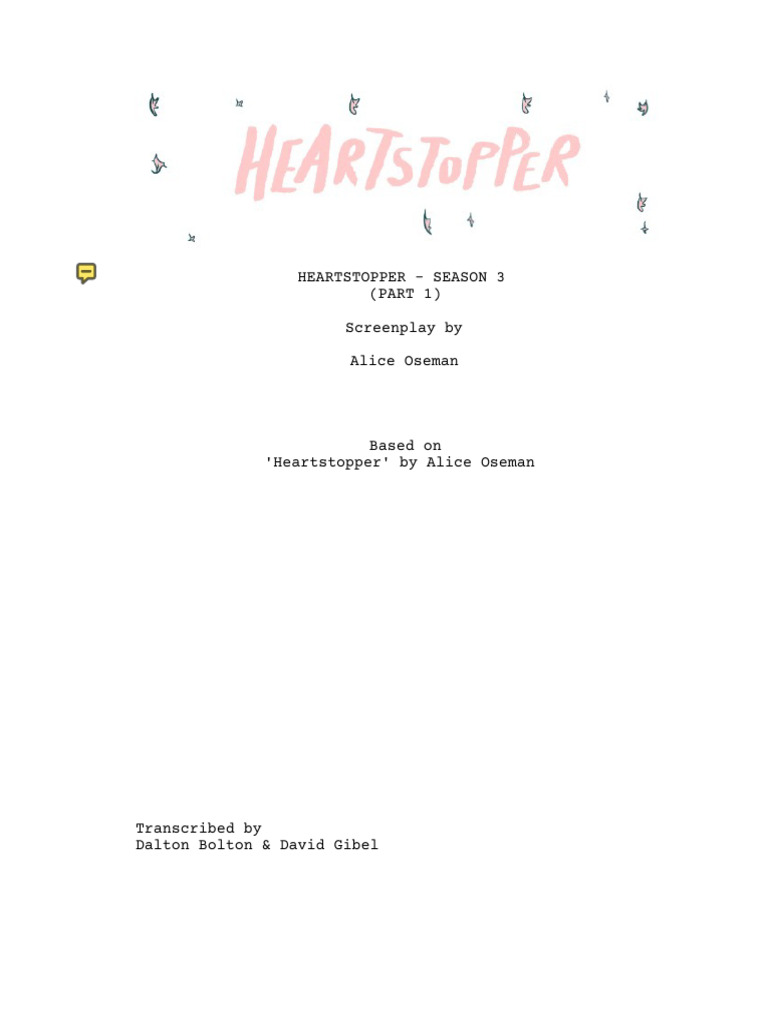 Script Heartstopper S3 (Part 1) | PDF