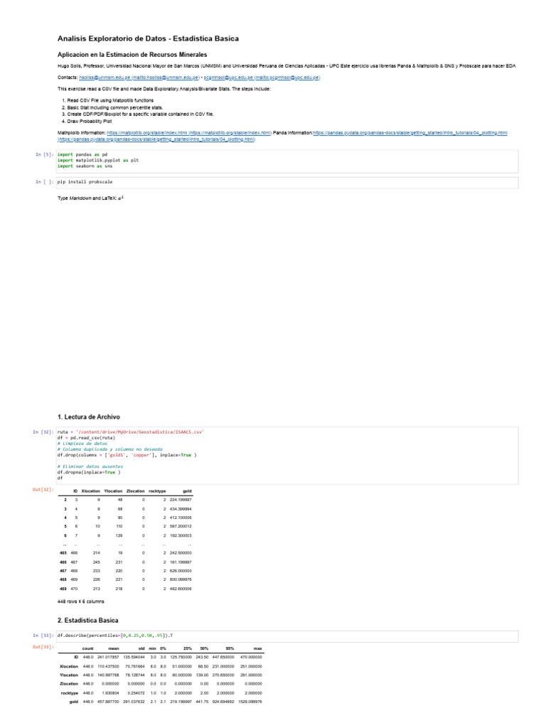 EstadisticaUnivariada Jupyter Notebook | PDF | Statistical Models | Probability Theory