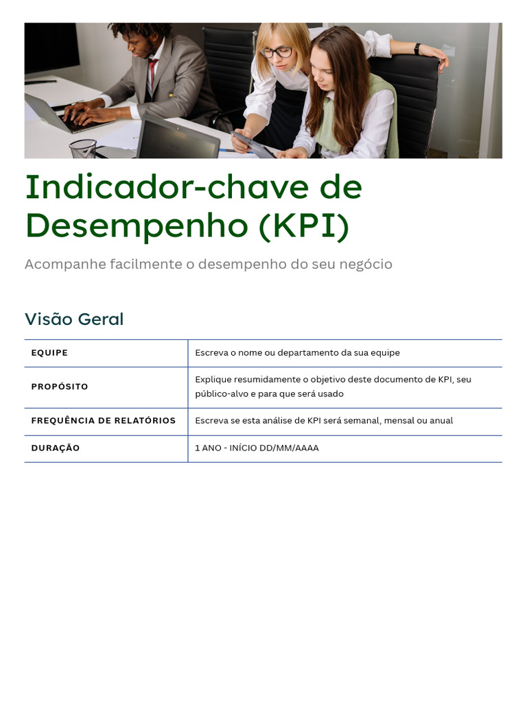 de Indicador-Chave de Desempenho KPI Estilo Profissional Clássico Verde - 20250501 - 153255 ...