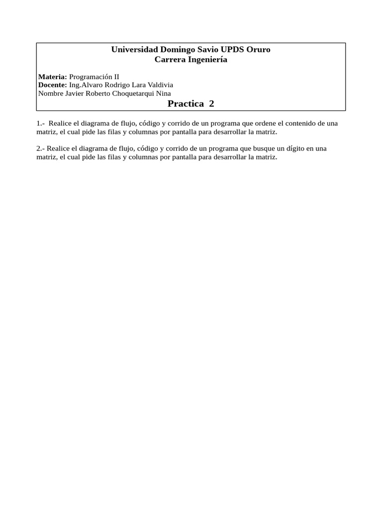 Practica 2 Programación 2 | PDF